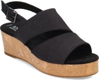Toms Claudine Sandale cale Femme, Noir Mélangé Tissé, 39 EU
