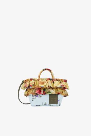 Ganni Mini sac cabas en imprim&eacute; &agrave; volants Iced Aqua - Pour Femme