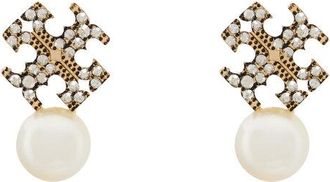 Tory Burch Tory Burch Ohrringe LOGO AND PEARL STUD EARRINGS 184422 Goldfarben