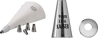 Original Kaiser Kaiser La Forme Plus Spritzbeutel Set 7-teilig, wiederverwendbarer Spritzbeutel groß mit Tüllen, Adapter, 5 Spritztüllen, Kochfest & 9 mm, Spritztülle