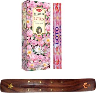 DHS HEM R&auml;ucherst&auml;bchen Precious Lotus, volle Box mit 6 St&uuml;ck mit DHS R&auml;ucherst&auml;bchenhalter f&uuml;r Yoga, Meditation, Heilung, Spiritualit&auml;t, Aromatherapie, W