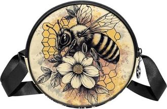 Generic Petit sac à bandoulière circulaire pour femme, petit sac à bandoulière avec fermeture éclair, bretelles réglables, sac à main rond décontracté pour fe