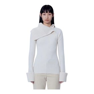 Sportmax Pull en maille c&ocirc;tel&eacute;e - Femme - Pulls - Blanc - Taille: 40 FR