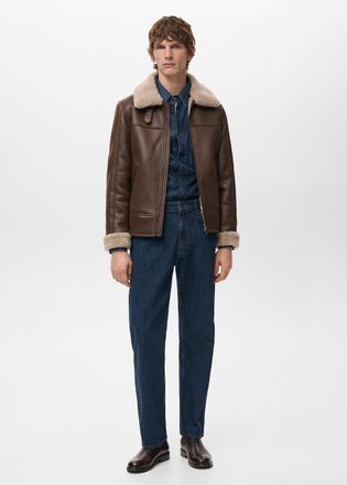 Mango Doubleface-Jacke aus Kunstshearling tobacco-braun - Herren - S - MANGO MAN