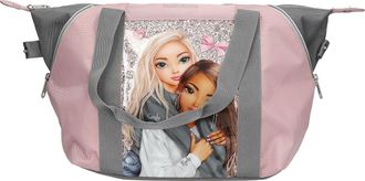 Depesche 13321 TOPModel My BFF - Sporttasche in Rosa und Grau, mit Model Motiv und Glitzer, Tasche mit verstellbarer Form f&uuml;r mehr Platz