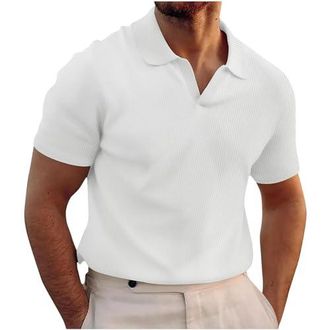 Generic Chemise &agrave; manches courtes pour homme - Uni - D&eacute;contract&eacute; - Col rabattu - &Eacute;l&eacute;gant - L&eacute;ger - Extensible - Respirant - Pull dext&eacute;rieur - Pour la course, 