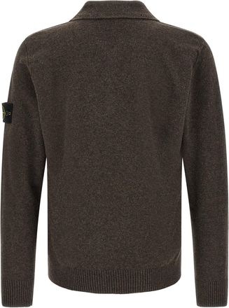 Stone Island Virgin Wool Polo Shirt - Charcoal