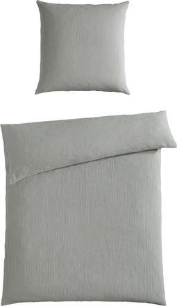 Casa Nova casa Nova Musselin-Bettw&auml;sche - Silbergrau - Baumwolle - 155 x 220 cm - mit Knopfleiste