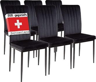 Albatros-Moebel Chaises de Salle &agrave; Manger Modena, Lot de 6, Noires, test&eacute;es SGS
