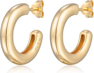 Elli Schlichte Damen-Creolenstecker in Gold-Optik aus 925er Sterlingsilber-Goldfarben
