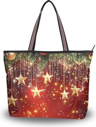 Alaza Grand sac fourre-tout, sac à bandoulière pour femme, sac à main décontracté, sac à main décontracté, nains de Noël avec poches zippées, L, Star I23088