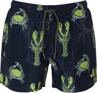 Emporio Armani Herren Mid Boxer Badehose, Blaue Krabbe, M