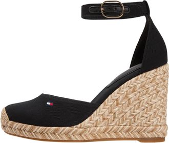 Tommy Hilfiger Damen Flag High Wedge Espad Closed Toe Fw0fw09225 Keil-Espadrilles, Black (Black), 38 EU