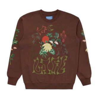 Market Market, Homme, Sweatshirts et sweats &agrave; capuche, Brun, Taille: XL SweaT-shirt &agrave; col rond et manches longues