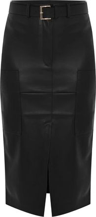 Kocca Femme, Jupes, Noir, Taille: 40 FR &Eacute;l&eacute;gante jupe mi-mollet aspect cuir