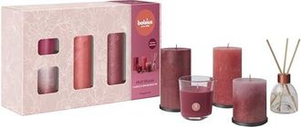 Bolsius Bolsius Rustik Stumpenkerzen mit Duftstäbchen und Duftkerze - Geschenkset 5 Stück - Fruit Splash - Granatapfel - Länge Brenndauer - Enthält Natürliche