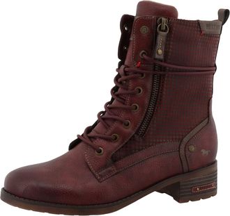Mustang Jeans Damen Stiefelette mit Hahnentritt-Muster 15M0062001, Gr&ouml;&szlig;e:42 EU, Farbe:Rot