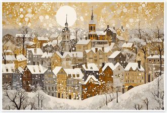 Posterlounge Goldener Winter in der Stadt Poster von Michael artefacti 90 x 60 cm Gold Wandbilder Wanddeko
