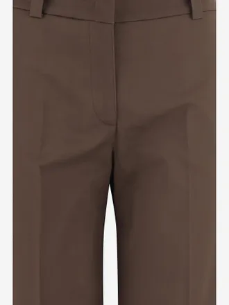 Ql2 Quelledue Womens Pants Stretch Cotton Brown Trousers