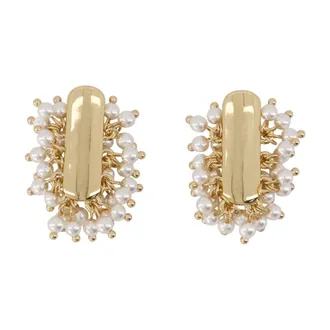 Self Portrait Womens Pearl Cluster Earrings Self Portrait Metal Gold Jewelry-Watches