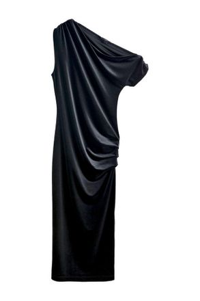 Next Midikleid Schulterfreies, gestuftes Samt-Midikleid (1-tlg)