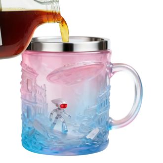 Generico Au&szlig;erirdische Tasse, 200 ml, Alien-Fr&uuml;hst&uuml;ckstasse, 3D-Pr&auml;gung, lustige Tassen mit Edelstahlrand, f&uuml;r Zuhause, K&uuml;che, Pause, Arbeit, Treffen, Sammlung