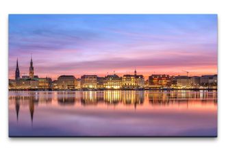 Paul Sinus Art Bilder XXL Panorama Hamburg 120x70cm Wandbild auf Leinwand