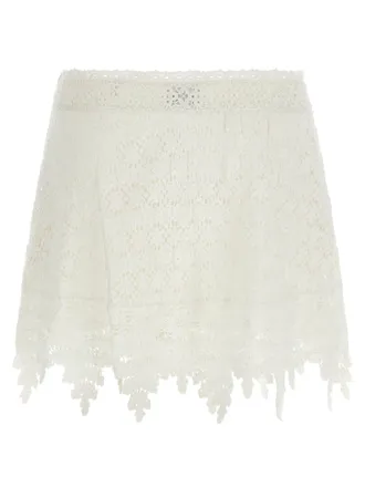 Isabel Marant Crochet Cotton Skirt - ivory