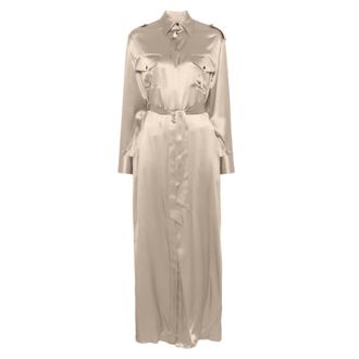 Kiton Braunes Seiden-Maxikleid mit Satin-Finish - - Dresses - Damen - Braun - S