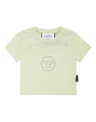 Philipp Plein Cropped T-Shirt Strass Round Neck Ss Hexagon