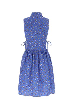 Miu Miu Floral Poplin Shirt Dress - Blue