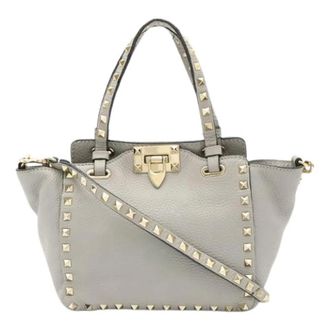 Valentino Pre-owned Leder Stud 2way Handbag - - Pre-owned - Damen - Grau - ONE SIZE