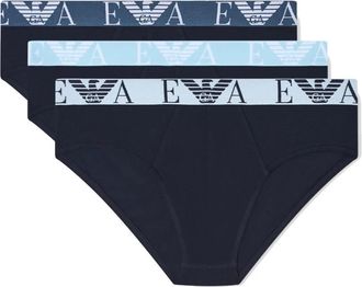 Emporio Armani Homme, Sous-v&ecirc;tements, Bleu, Taille: M Lot de trois slips avec logo monogramme audacieux