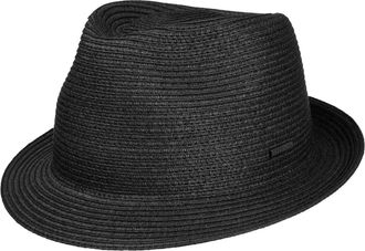 Stetson Plain Toyo Trilby Strohhut Unifarbener Klassischer Hut UV-Schutz 40+ Damen Herren Fr&uuml;hling Sommer schwarz XXL (62-63 cm)