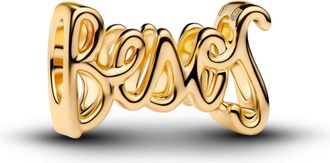 Pandora Moments Besos Schrift Charm mit 14k vergoldete Metalllegierung, Kompatibel Moments, 764422C00