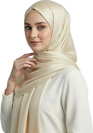 Janisramone Hijab en papier de soie de luxe pour femme, foulard de tête en satin lisse, léger et brillant, sans plis, long châle pour femme musulmane, 160 x 70 cm