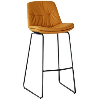 Generic Lederbezogene Barhocker, gepolsterte Tresenhocker mit R&uuml;cken- und Fu&szlig;st&uuml;tze, hohe Barhocker f&uuml;r K&uuml;cheninsel, Caf&eacute;, Kneipe