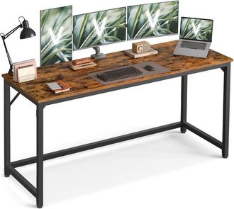 Vasagle Vasagle - Bureau dOrdinateur, Table, 160 x 60 x 76 cm, pour Bureau, Chambre, Salon, Cadre en M&eacute;tal, Marron Rustique et Noir dencre
