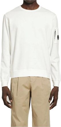 C.P. Company C.p. Company, Homme, Sweatshirts et sweats &agrave; capuche, Blanc, Taille: XL SweaT-shirt ras du cou en molleton gratt&eacute; Diagonal