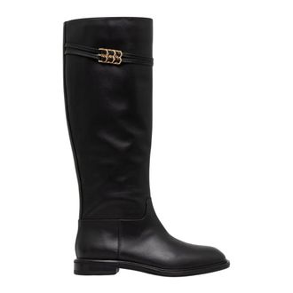 Baldinini Bottes hautes &agrave; plaque logo - Femme - Chaussures - Noir - Taille: 38 EU