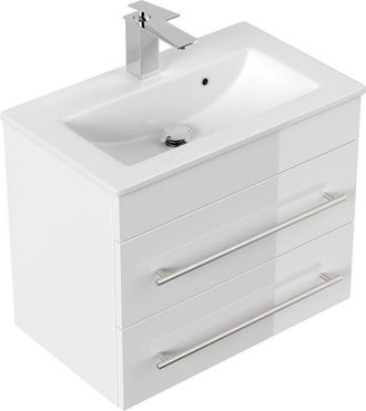 Magnolia Home Badm&ouml;bel Mars 600 SlimLine 60x36cm mit 2 SoftClose Schubladen weiss hochglanz