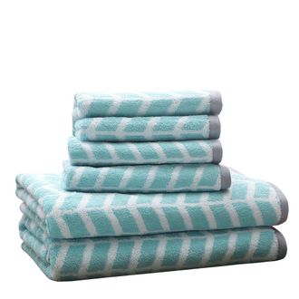 INTELLIGENT DESIGN Nadia Quick Dry Premium Absorbent Chevron Cotton Towels Bad/Badezimmer Set - Ultra Soft Badezimmer Handt&uuml;cher Set - Teal - 6-teiliges Set inkl. 2 Dusc
