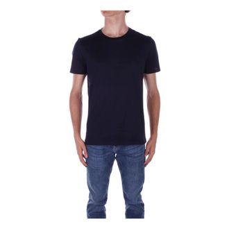 Dondup Homme, Tops, Bleu, Taille: M T-shirt Bleu Logo en Relief