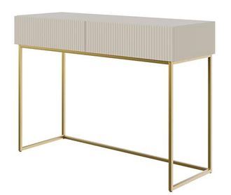 Selsey Schminktisch Makeup Tisch Frisiertisch Kosmetiktisch 110 cm Mit 2 Schubladen Veldio Graubeige Goldene Beine