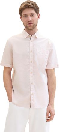 Tom Tailor Herren Regular Fit Hemd in Space Dye Optik, coral rose irregular structure, XXXL