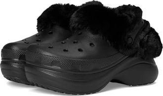Crocs Sabots doublés Bae pour femme, pantoufles à plateforme pelucheuse, noir, 38-39 EU