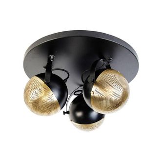 QAZQA Haicha - Spot plafond, plafonnier - 3 lumi&egrave;re - &oslash; 51 cm - Noir et Or - Rustique - &eacute;clairage int&eacute;rieur - Salon i Chambre i Cuisine i Salle &agrave; manger