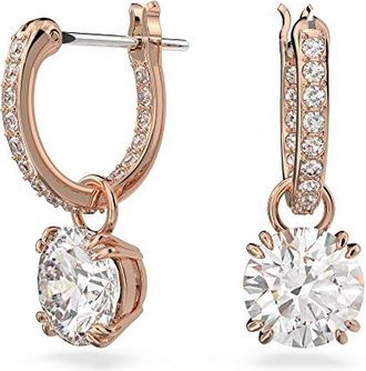 Swarovski Pendants doreilles Constella, Taille ronde, Blanches, Placage de ton or rosé