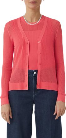 Comma Feinstrick-Cardigan im Slim Fit mit V-Ausschnitt