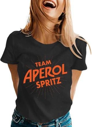 Generic Costume Aperol pour femme - T-shirt en coton Aperol Spritz - T-shirt &agrave; manches courtes - Col rond - T-shirt d&eacute;t&eacute; amusant - Pour cocktail, f&ecirc;te, &eacute;v&eacute;nem
